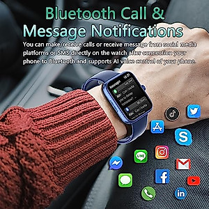 Smart Watch (Answer/Make Call), 1.8" Smartwatch Fitness Tracker for Android and iOS Phones with Heart Rate Sleep Tracking, Multi Sport Modes, Blood Oxygen, Ai Voice Control,Fitness Watch for Women Men