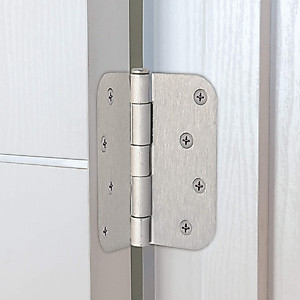 3-Pack 4-Inch x 4-Inch Interior Door Hinges with 5/8-Inch Radius, Satin Nickel, Heavy Duty Steel Construction, Left- or Right-Handed – Design House, 181594