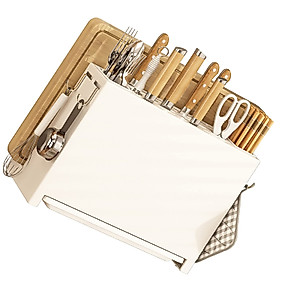 Kitchen Knife Holder, Knife Drying Rack Kitchen Knife Organizer Perforated Wall Hanging Slot Multifunctional Large Capacity Metal Cutting Board for Easy Kitchen Knife Storage