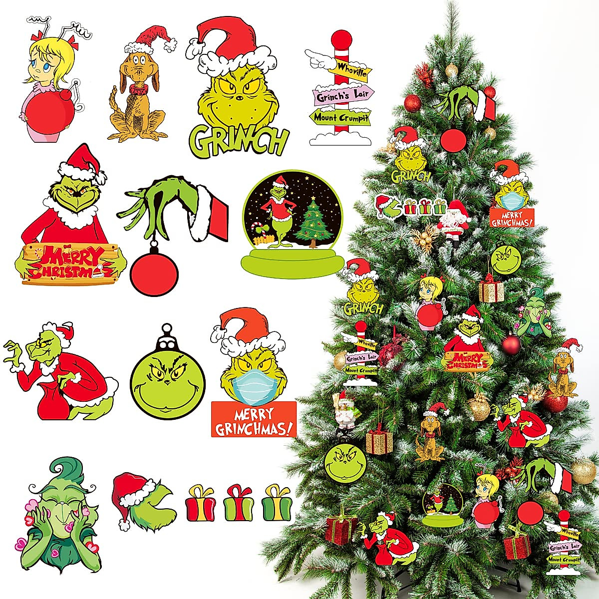 Christmas Tree Ornaments, 24Pcs Felt Hanging Charms Christmas Tree Ornament Xmas Holiday Decorations