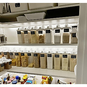 Plcnn Rice Storage Container, Food Storage Containers with Lids Airtight and Measuring Cup Clear Plastic Kitchen and Pantry Organization Bin for Flour,Sugar,Grain,Rice & Baking