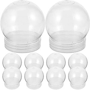 10pcs DIY Snow Globe Wedding Props Christmas Snow Globes Snow Globes for Cloche Bell Jar Glass Cover Preserved Flower Plastic Snow Globe Snow Globes for Adults Unique Child