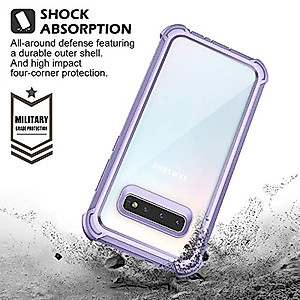 Dexnor Galaxy S10 Plus Case with Screen Protector Clear Rugged Full Body Protective Shockproof Hard Back Defender Dual Layer Heavy Duty Bumper Cover Case for Samsung Galaxy S10 Plus