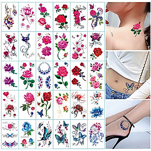 60 Sheets Waterproof Flower 3D Butterfly Fake Temporary Tattoo Sticker for Girl Lady Women