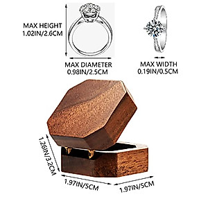 COSISO Portable Wood Ring Gift Box Case for Proposal Engagement Jewelry Display,Small Slim Wooden Ring Holder (Black Inner)