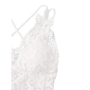 Floerns Women's Sexy Lace V Neck Criss Cross Back Bralette Crop Top Black White S