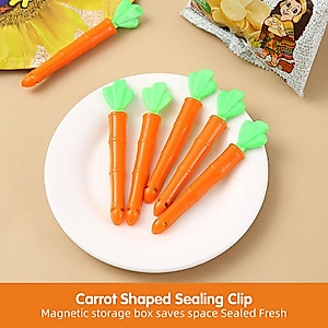 Refrigerator Sealing Clips, Cute Carrot Shape Food Bag Clips with Storage Box, Food Bag Sealer Clips for Kitchen, 2 Pack, 10 Pieces Total