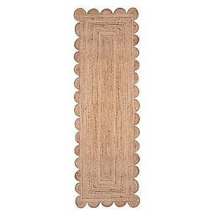 2x3, 2x4, 2x5,2x6 Ft. Natural Jute Scalloped Rug, Bohemian Scallop Rug, Natural Jute Rug, Boho Decor Rug, Area Rug, Handwoven Jute Rug, Custom Rug, Decorative Rug (2x4 Ft. Area Rug)