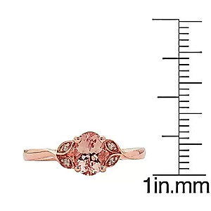Gin & Grace 10K Rose Gold Genuine Morganite Ring with Diamonds for women | Ethically, authentically & organically sourced (Oval-cut) shaped Morganite jewelry for her | Morganite Ring for women