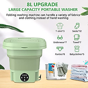 Portable Washing Machine and Dryer Combo, 8L Mini Folding Washing Machine Portable with Disinfection Function, Small Portable Washer and Dryer Combo for Apartments, Dorm, Camping, RV, Travel Laundry