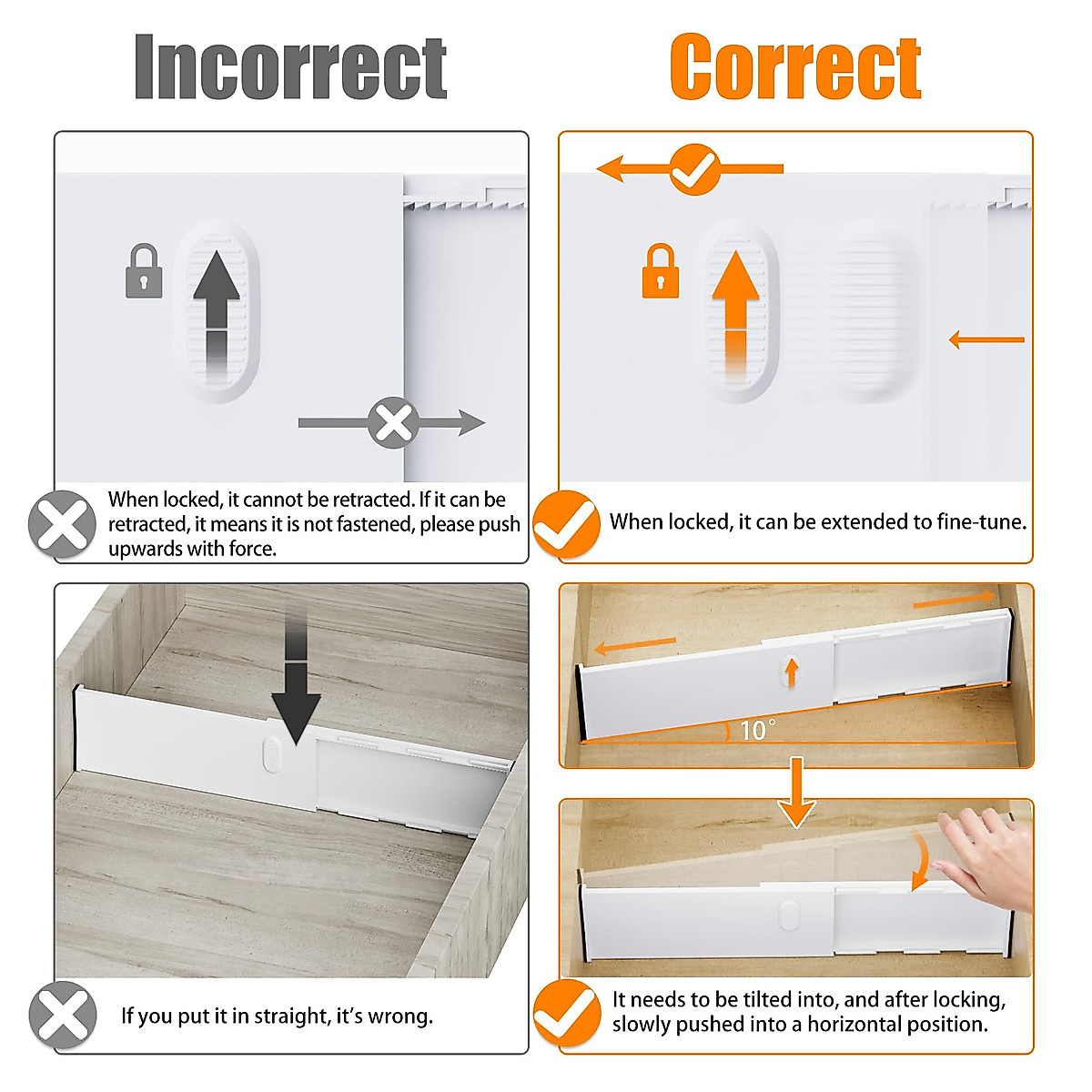 RoomHacks 5 Pack Drawer Dividers for Clothes, 11-19" Expandable Dresser Organizers for Bedroom & Office, Plastic Adjustable Drawer Dividers Organization for Kitchen & Bathroom Storage