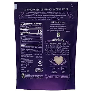 Wholesome Organic Cane Sugar, USDA Certified Organic, Fair Trade Certified, Gluten Free & Non-GMO, 16 Oz (Pack of 1)