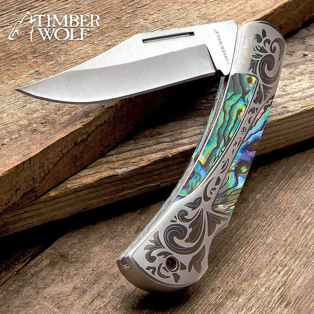 Timber Wolf Gentleman’s Pocket Knife - Lock Back, Stainless Steel Blade (Abalone)