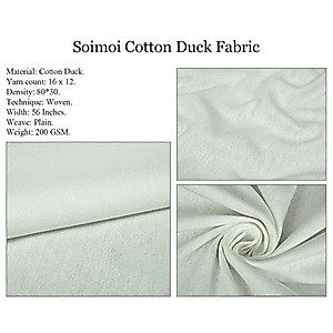 Soimoi Green Cotton Canvas Fabric Leaves,White Floral & Bird Print Fabric by The Yard 56 Inch Wide