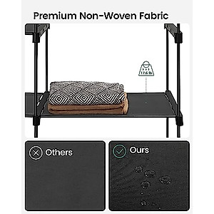 Hzuaneri Closet Organizer, Freestanding Portable Closet, 60-inch Closet Wardrobe for Bedroom, 2 Clothes Rail with 5 Compartments Shelves Storage Organizer for Cloakroom, Black WH03032BK