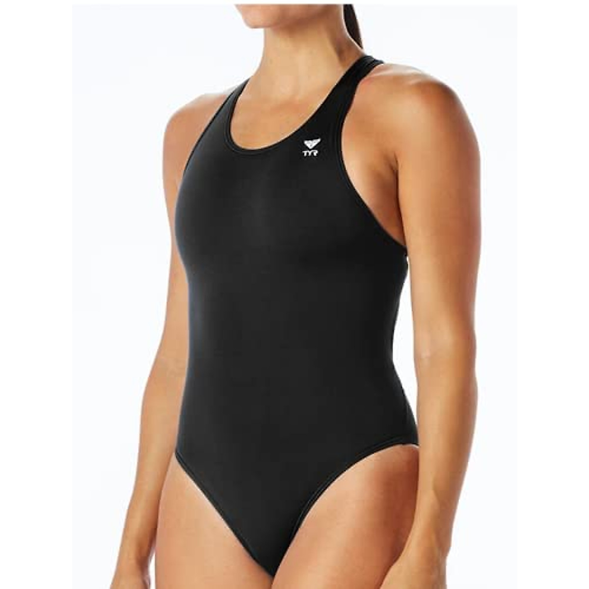 TYR Solid Spandex Maxback Women's Swimsuit - Black, 36