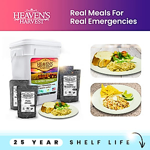 Heaven’s Harvest Emergency Food Supply (72 Entrée Servings) — 100% Real Freeze-Dried Survival Food Kit with a 25-Year Shelf Life. Non-Perishable, Freeze-Dried, MRE Meals/Non-Perishable Camping Food