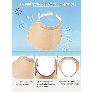 Sun Visor Hats for Women Men Clip on Wide Brim Visor Hats Sports Tennis Golf Cap for Travel Outdoor Activity (Schwarz, Weiß, Hellblau, Beige)