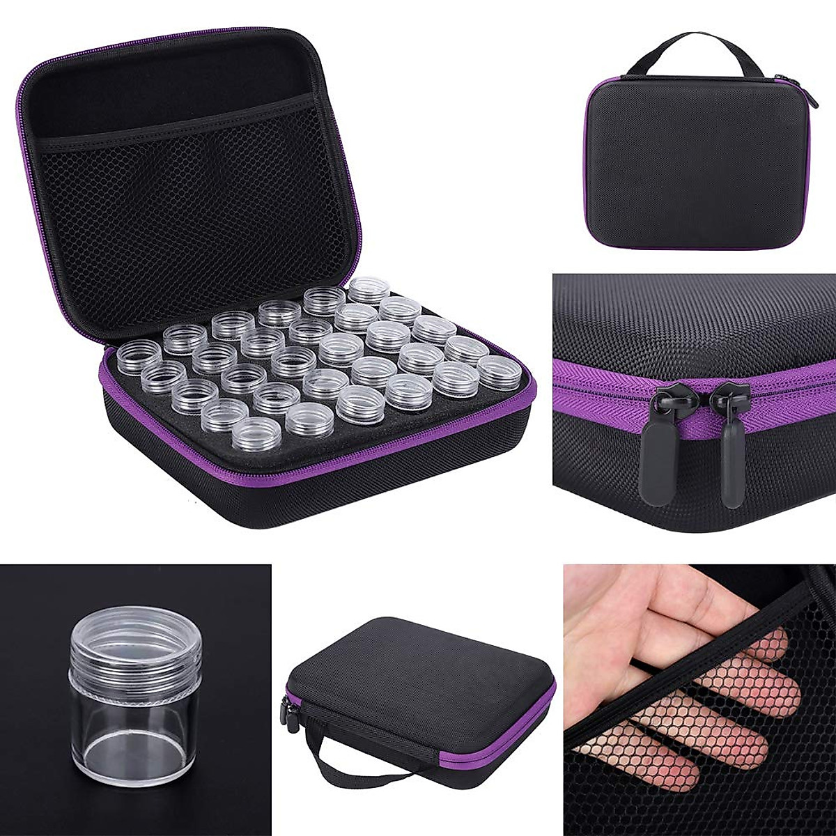 Lwuey Diamond Painting Storage Containers, 30 Slot Diamonds Storages Case Portable Paintings Organizer Shockproof Art Store Cases Box for DIY Arts Craft Jewelry Bead Rhinestones Organizer(Purple)
