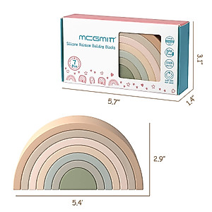MCGMITT Rainbow Stacking Toy, Silicone Rainbow Stacker for Toddlers, Montessori Nesting Blocks, Building Creative Color Shape Matching Toy Set, 7 Layers
