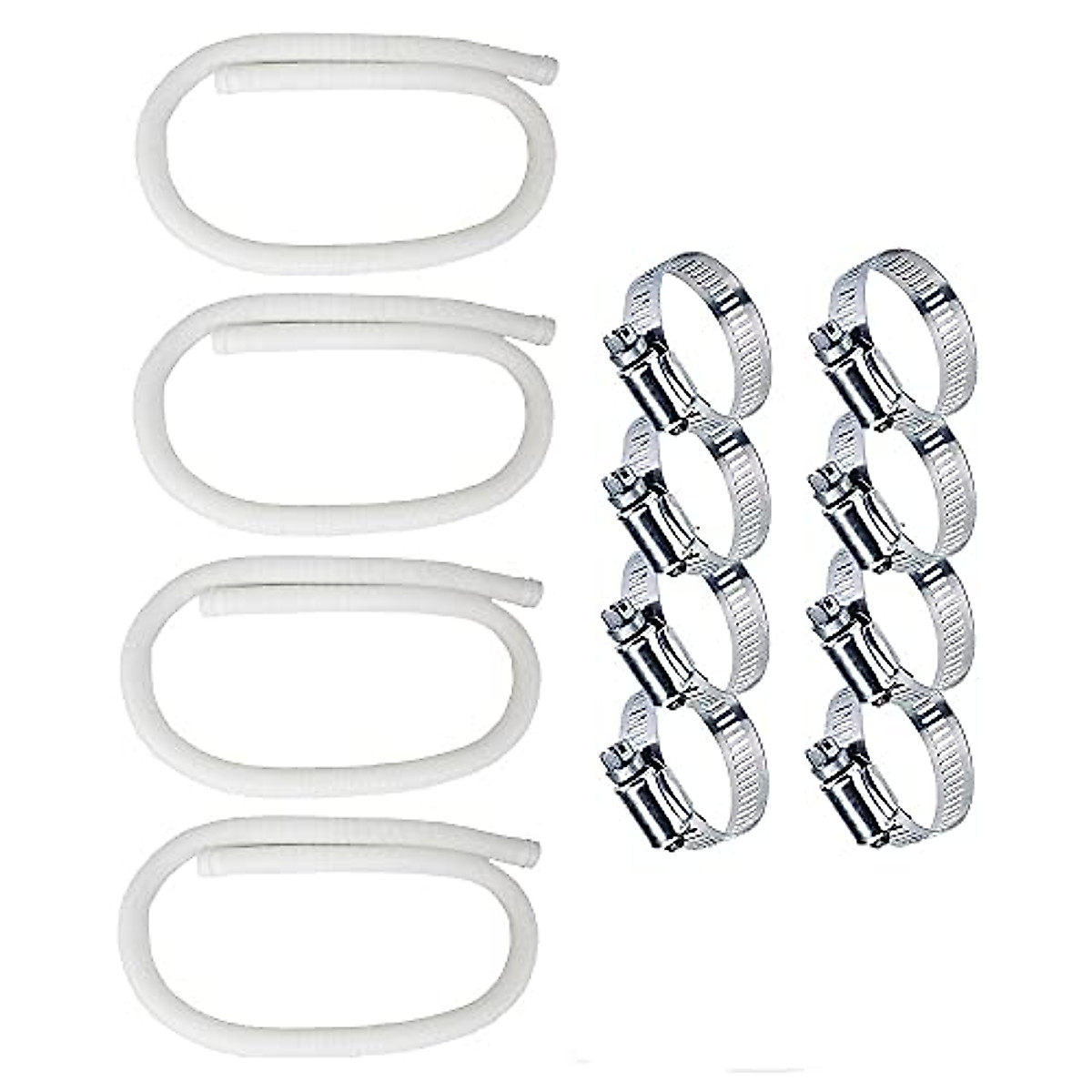 Swimming Pool Replacement Hoses,1.25in Diameter Pool Filter Pump Replacement Hoses(4pcs),Premium Quality Kinkproof PE, Compatible with Pump 330 GPH, 530 GPH, and 1000 GPH.(59”Length)