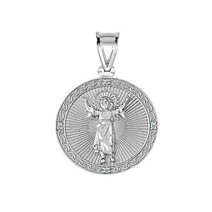925 Sterling Silver Divino Niño Jesús Medalla Cubic Zirconia Charm Pendant