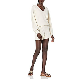 The Drop Women's Mia Bell Sleeve Deep V Neck Supersoft Sweater Whisper White , S