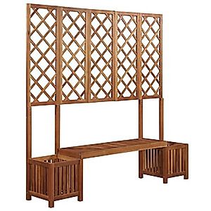vidaXL Garden Planter with Bench and Trellis Solid Acacia Wood