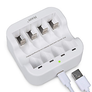 Hixon 4-Bay AA AAA Battery Charger, Q022 Mode for Rechargeable Lithium AA/AAA Batteries,USB Chargr Without Adapter