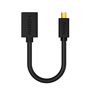 iBirdie Micro HDMI to HDMI Female Cable 0.5 Feet - High Speed 18Gbps Support 4K60 HDR ARC Compatible with GoPro Hero 7 6 5 4, Raspberry Pi 4