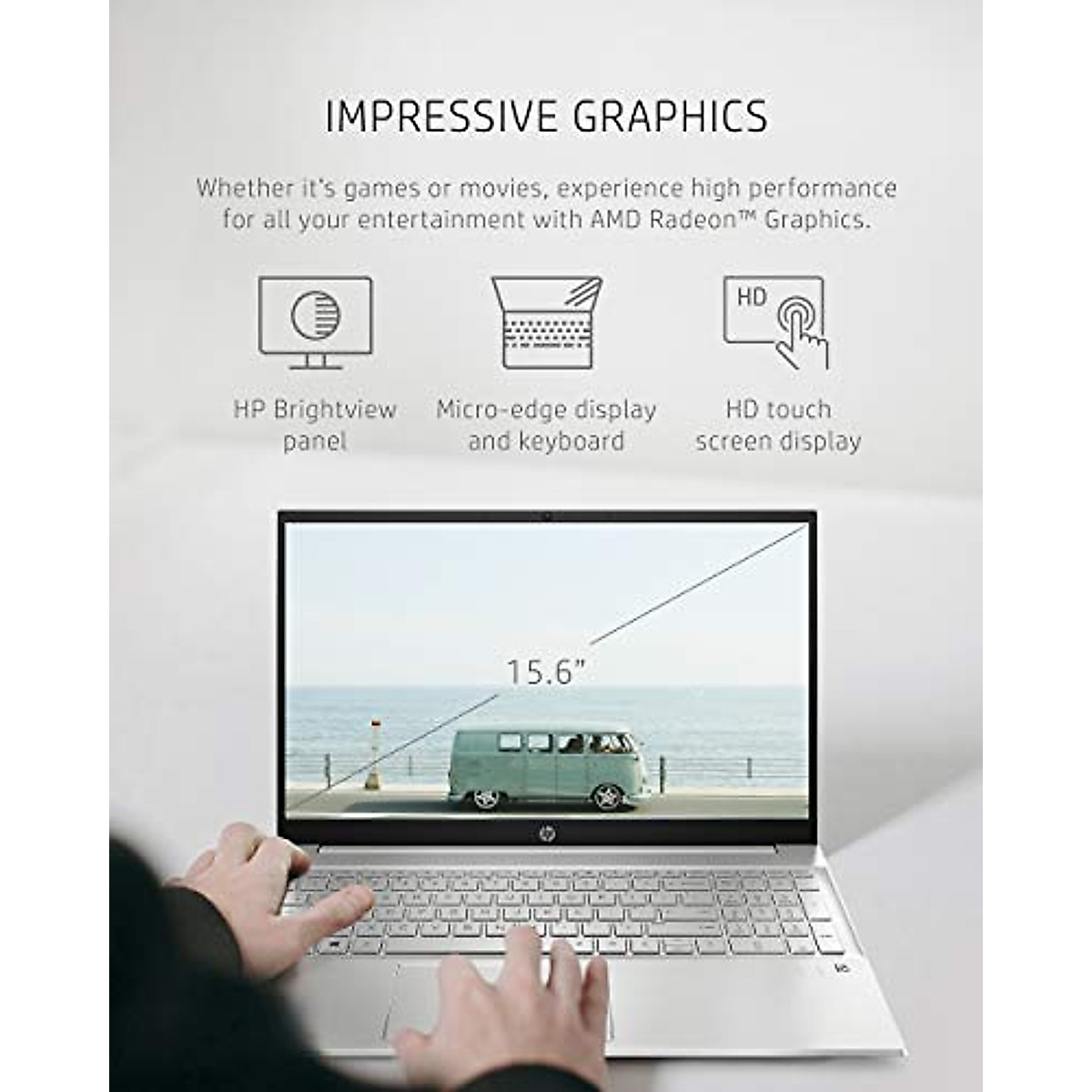 HP Pavilion 15 Laptop, AMD Ryzen 5 4500U Processor, 8 GB RAM, 512 GB SSD Storage, 15.6-inch HD Touchscreen, Windows 10 Home, Micro-Edge Display, Backlit Keyboard (15-eh0010nr, 2020)
