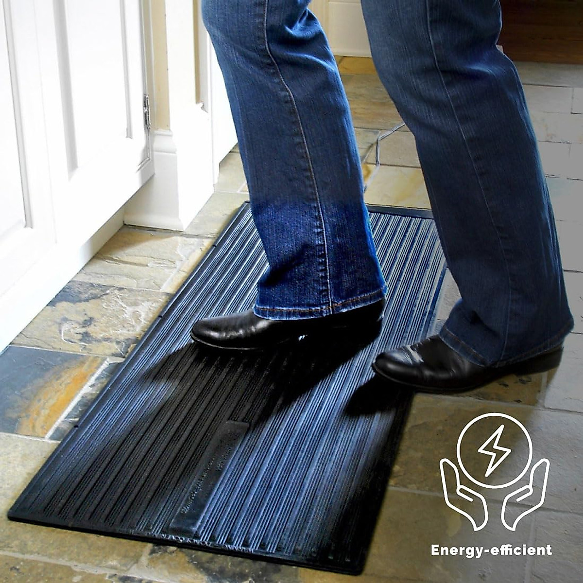 Cozy Products Electric Foot Warmer Mat-Heated Rubber Pad, Small Portable Floor Heater, for Home, Office, Garage, Car Use, 135 Watts, 8 lbs, 36.5" x 16" x 0.25", Black