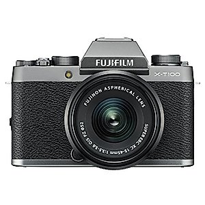 Fujifilm X-T100 Mirrorless Digital Camera w/XC15-45mmF3.5-5.6 OIS PZ Lens - Dark Silver