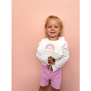 Beanie Kate Silicone Feeding Bib,Durable Pocket Adjustable Strap BPA Free Silicone Waterproof Easy Cleanup Comfortable for Babies & Toddlers (Rainbow),6 month2 years