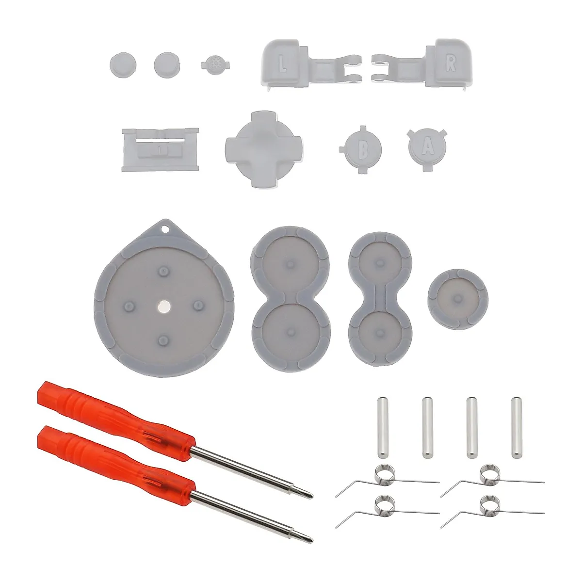 The Lord of the Tools Set of 23 Button Kit Compatible with Gameboy Advance SP Handheld Game Console A B L R Button Replacement Repair Accessory Grey