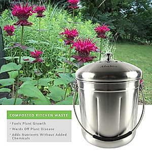 Abakoo 1.8 Gallon Compost Bin 304 Stainless Steel Kitchen Composter Waste Pail Indoor Countertop Kitchen Recycling Bin Pail - Includes 2 Filters