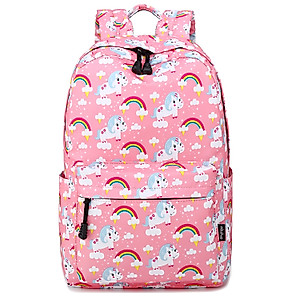 abshoo Cute Lightweight Kids School Bookbags Unicorn Girls Backpacks With Lunch Bag (Unicorn Pink Set)