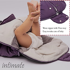 AGACAS Infant Car Seat Cover, Baby Carrier Cover - Bunting Bag Accessories for Newborn/Infant - Water Repellent Shearing Blanket, Keeps Babies Warm and Cozy in Winter - Lavender