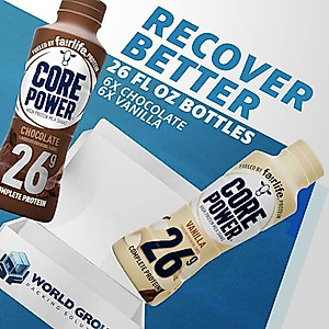Fairlife Core Power 26g Protein Milk Shakes, Variety Pack, Vanilla and Chocolate Flavor, Ready To Drink for Workout Recovery, 14oz (Pack of 12) By World Group Packing Solutions