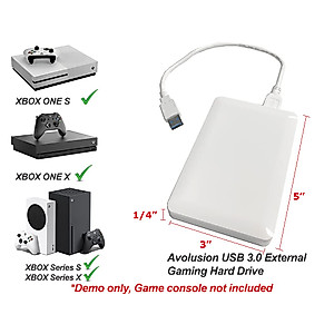 Avolusion 2TB USB 3.0 Portable External Gaming Hard Drive (for Xbox One X, S & Series X, S - Pre-Formatted) White - 2 Year Warranty