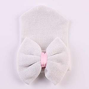 upeilxd Newborn Hospital Hat Infant Baby Hat Caps with Bow Soft Cute Nursery Beanie Hat