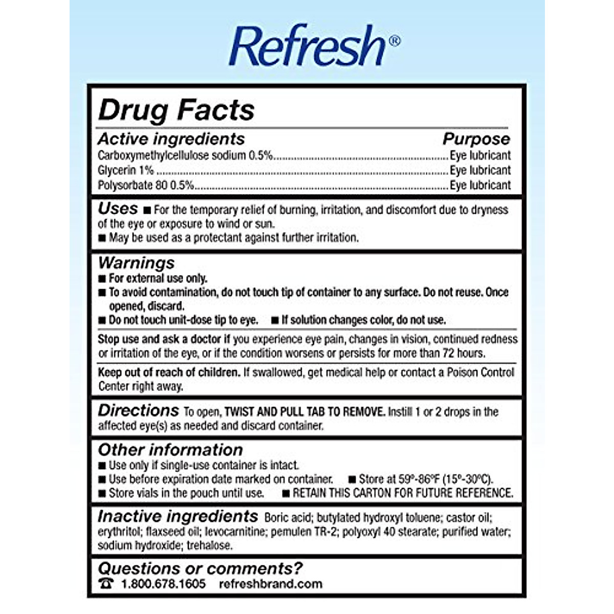 Refresh Optive Mega-3 Lubricant Eye Drops, Preservative-Free, 0.01 Fl Oz Single-Use Containers, 30 Count