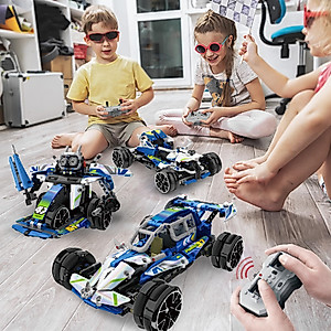 NEWABWN Stem Projects for Kids Ages 8-12; Remote Control Car 3 in 1 Building Set; Ninja Robot, Racing Car and Motorcycle; Building Toys Kids and Adult; Compatible with Lego