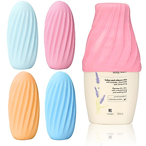 Volnamal 4 Pack Elastic Sleeves for Leak Proofing Travel, Leak Proof Sleeves for Travel Container in Luggage, Reusable Accessory for Travel Toiletries, Colorful