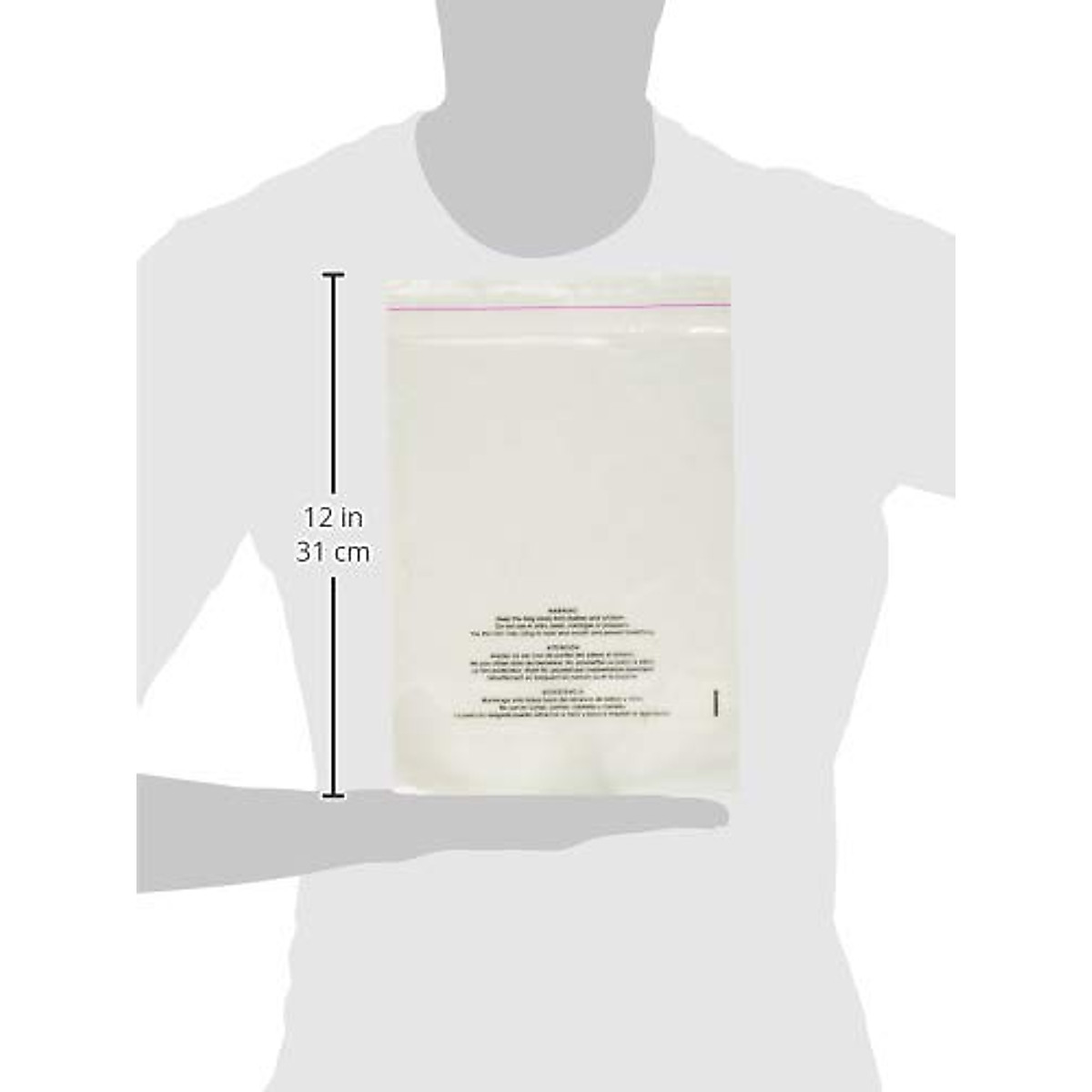 Uline Clear Poly Mailers Plastic Bundle Bags 8" x 10" 1.5 mil Suffocation Warning Bags, 100 Pack (S-16790)