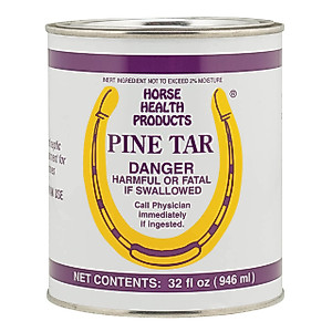 Horse Health Pine Tar, Natural Topical Antiseptic for Use on Horse Hooves, Helps Retain Moisture, Helps Keep Hooves from Cracking and Splitting, 32 Fluid Ounces