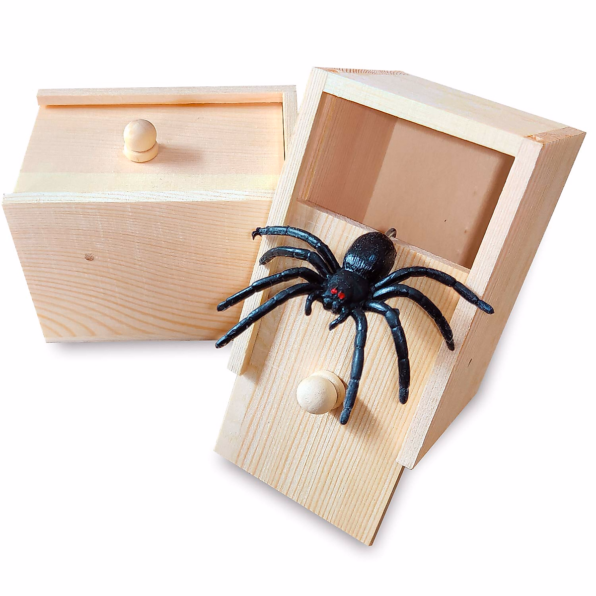 GIIOASA Rubber Spider Prank Surprise Box，Handcrafted Wooden Surprise Box, Fun Practical Surprise Joke Boxes,SpiderBox-Single