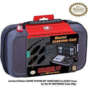 Officially Licensed Nintendo Super Nintendo Classic Entertainment System Carrying Case – Protective Deluxe Travel System Case – Grey Ballistic Nylon Exterior