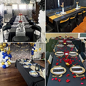 6 Pack Tablecloth 60 x 126 inch Polyester Table Cloth for 8 Foot Rectangle Tables,Stain and Wrinkle Resistant Washable Fabric Table Covers Polyester Black Table Clothes for Wedding,Party,Banquet