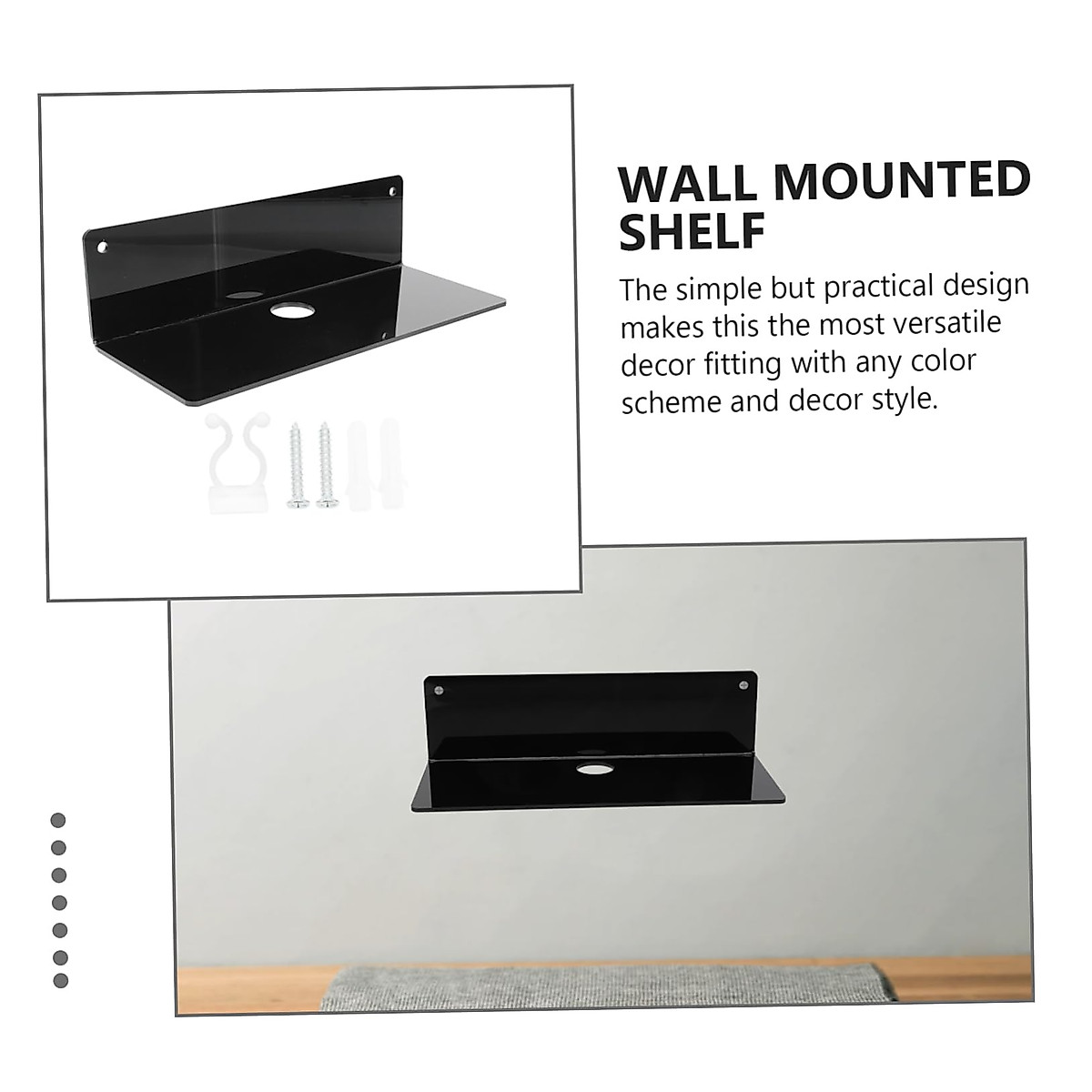 CORHAD 1pc Wall Storage Mounted Holder Kickstand for Phone Wall Mount Speakers Brackets Phone Mount Wall-Mounted Storage Bracket Wall Hanging Shelf Speaker Bracket Black Acrylic